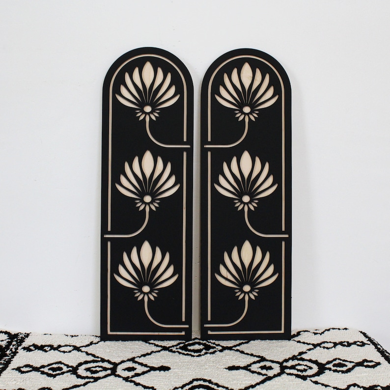 Wild Lotus Arch Panels (set of 2) | Wood Wall Hangings - Etsy