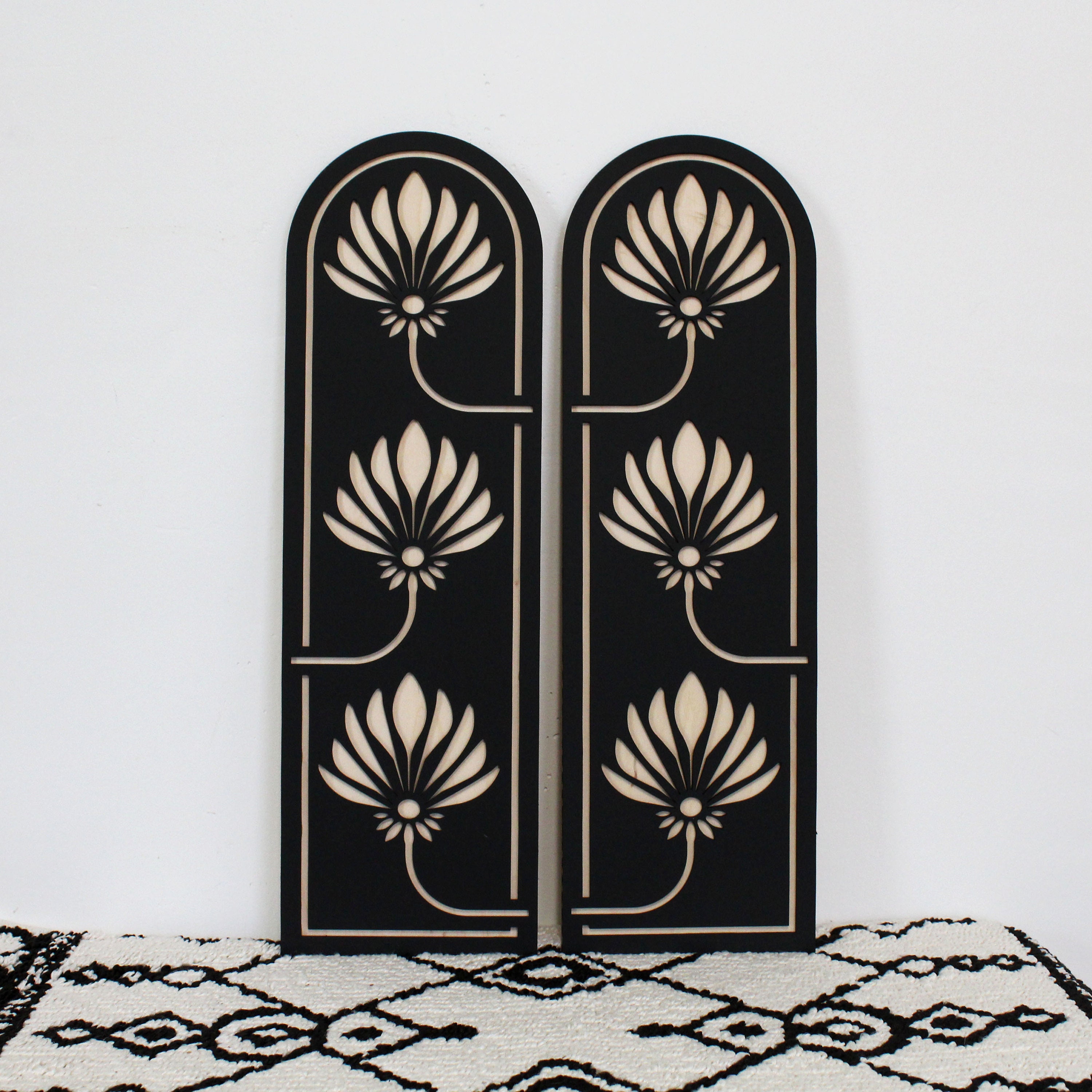 Wild Lotus Arch Panels (set of 2) | Wood Wall Hangings - Etsy