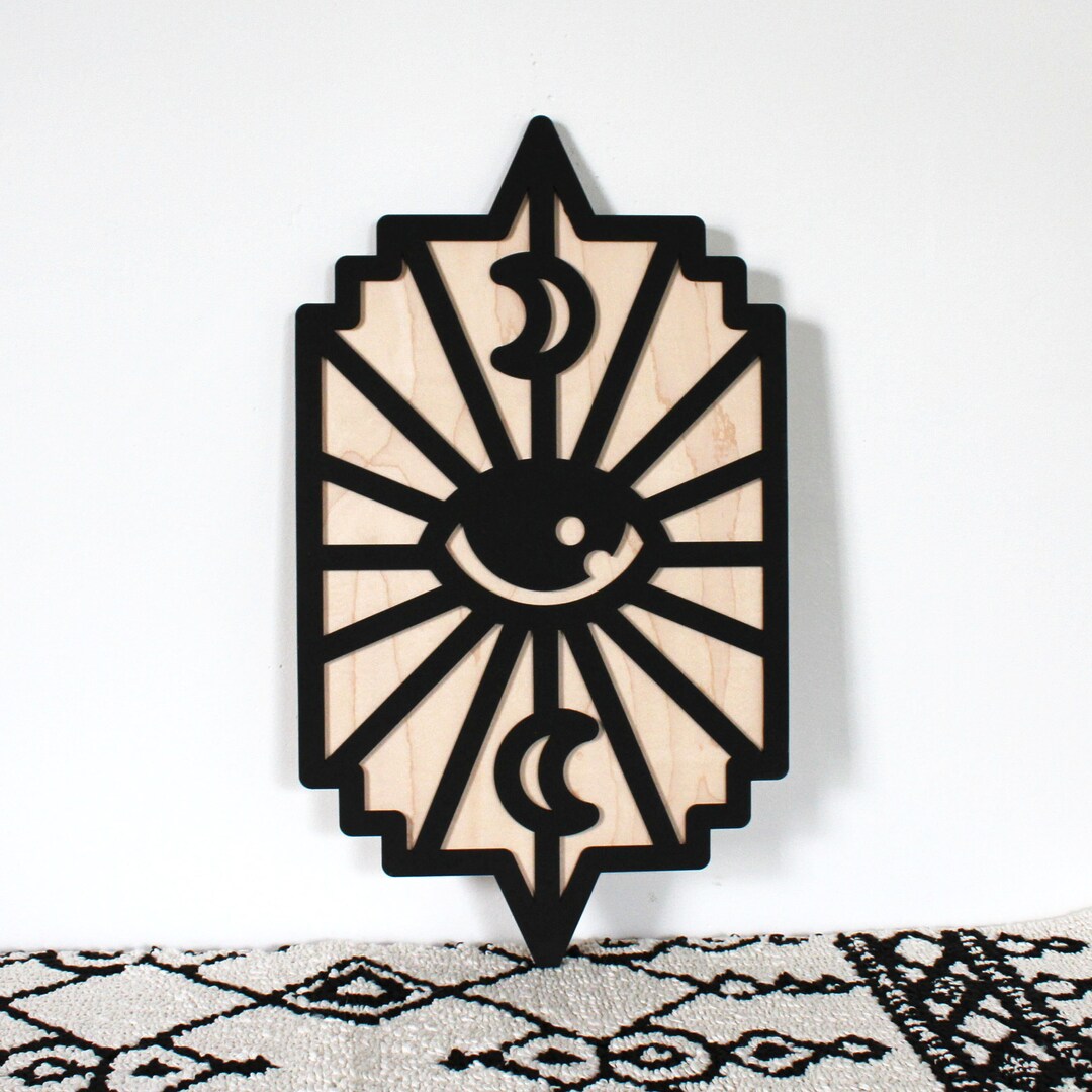 Eye & Moon Crest | Eye Wood Sign - Etsy