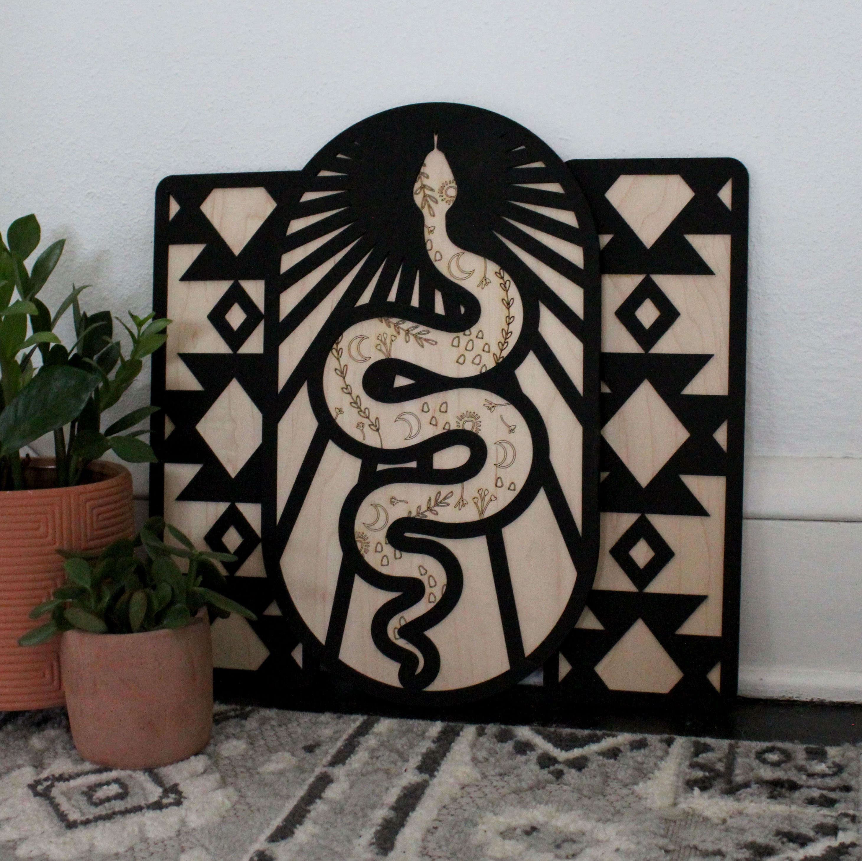 Southwestern Panels Aztec Wood Wall Hanging Set of 2 | Etsy