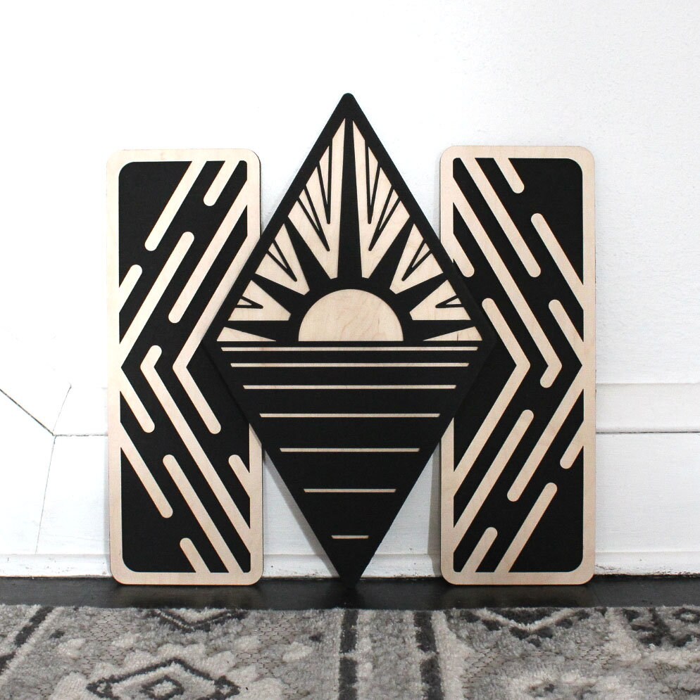 Coastal Sunrise Diamond Sign Vintage Style Sun Wall Decor | Etsy