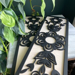 Vintage Flower Wood Panels (set of 2) | Retro Floral Wall Hangings - Etsy
