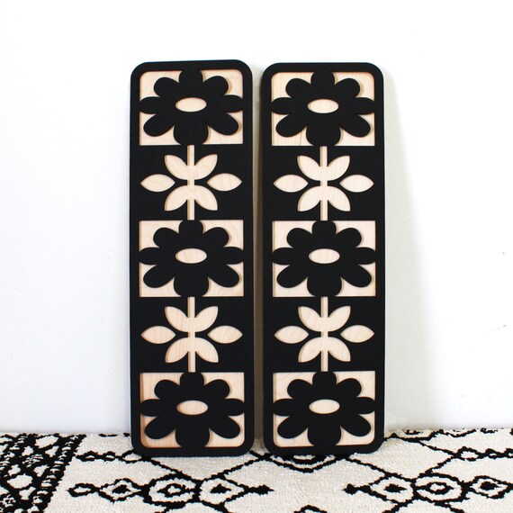 Checkered Daisy Panels Daisy Flower Wall Hanging set of 2 - Etsy