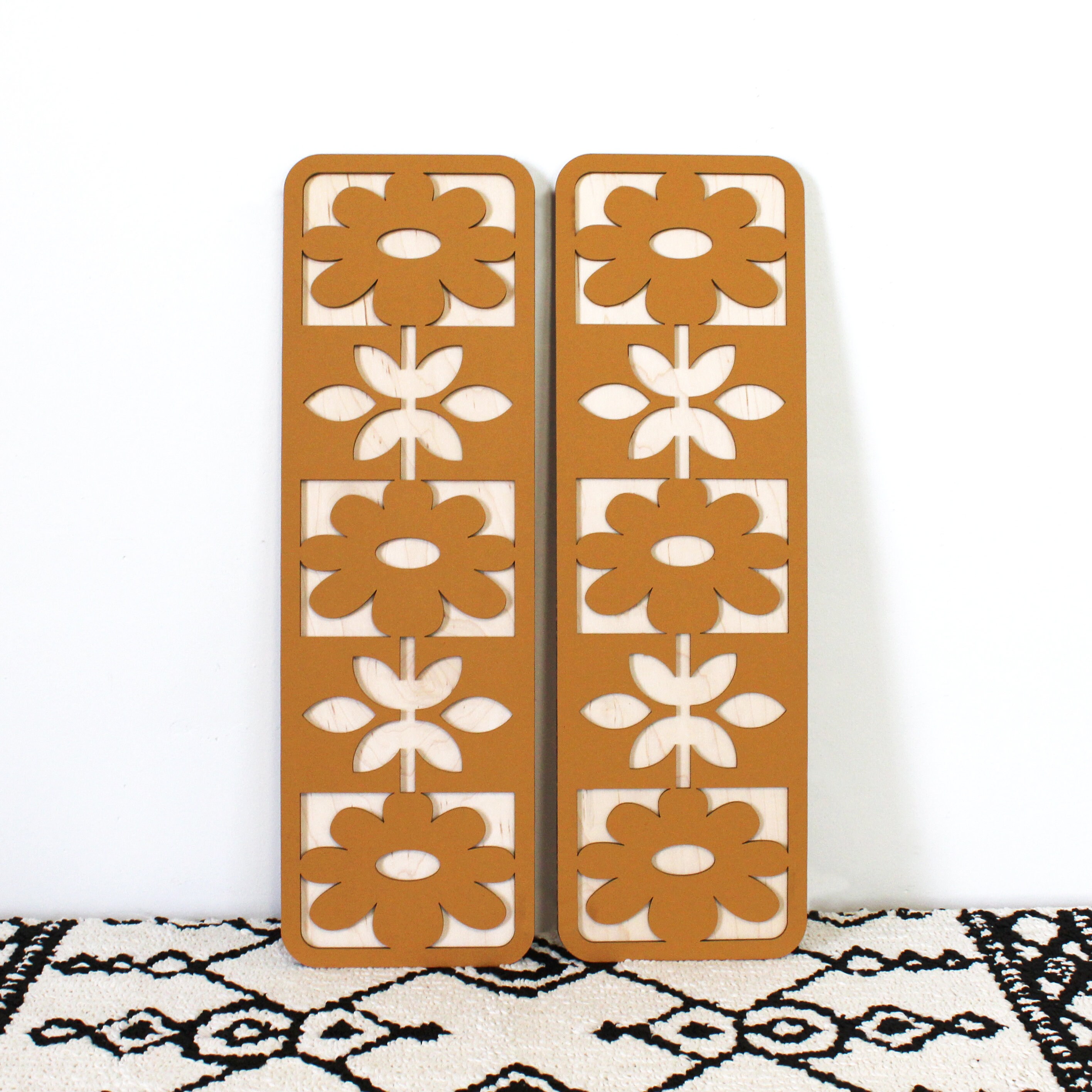 Checkered Daisy Panels | Daisy Flower Wall Hanging (set of 2) - Etsy