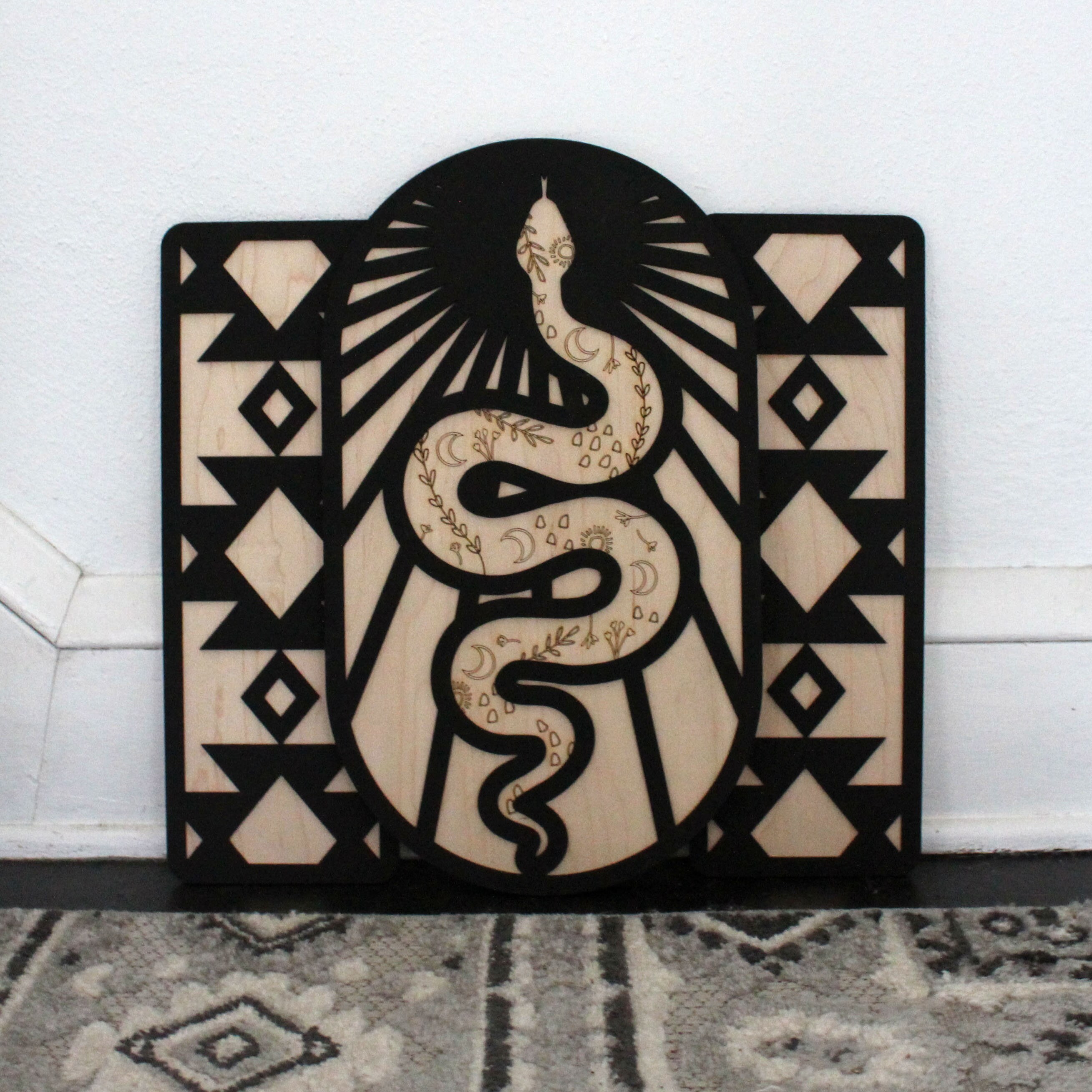 Southwestern Panels Aztec Wood Wall Hanging Set of 2 | Etsy