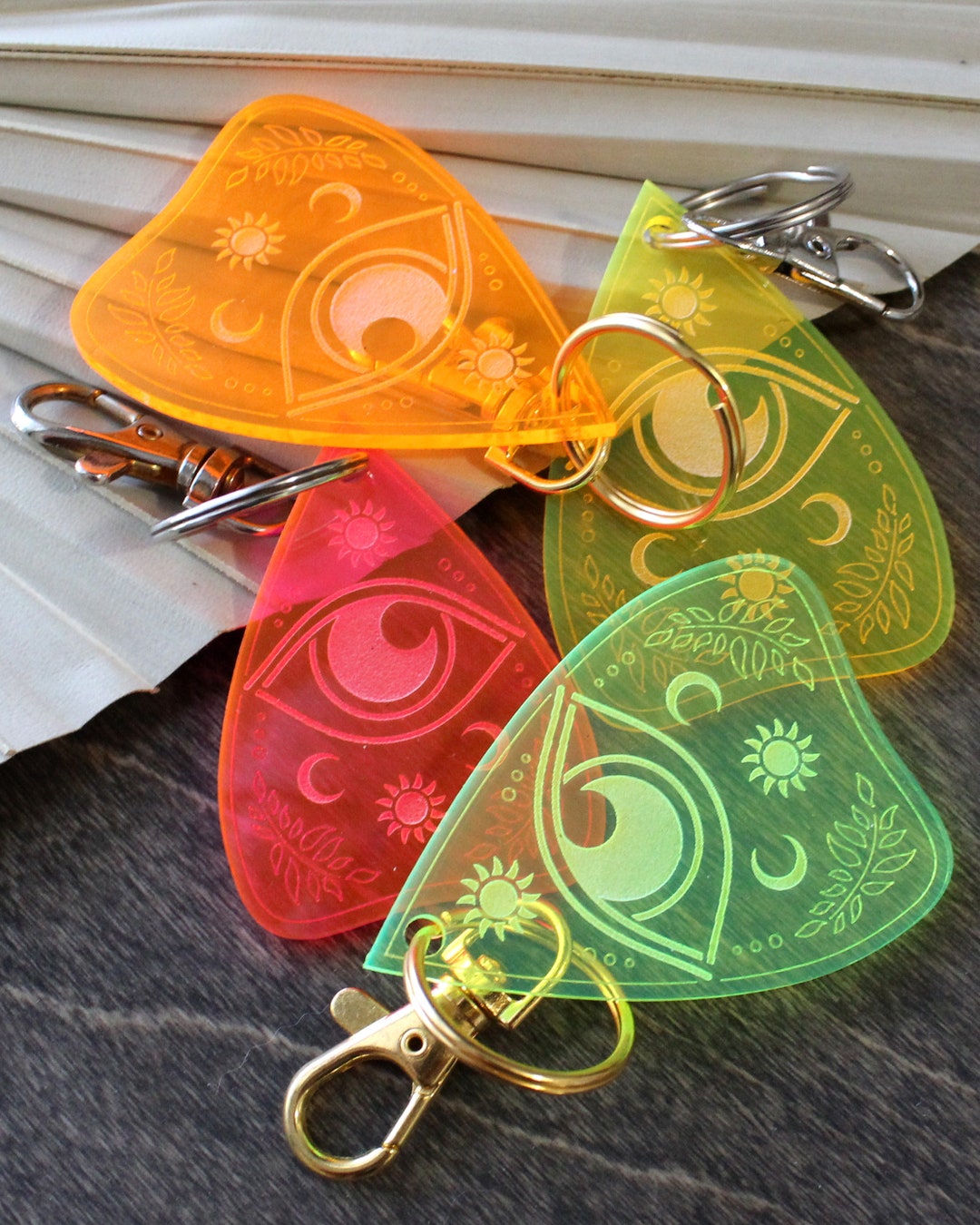 Eye Planchette Keychain | Neon Ouija Board Acrylic Plastic Keychain - Etsy