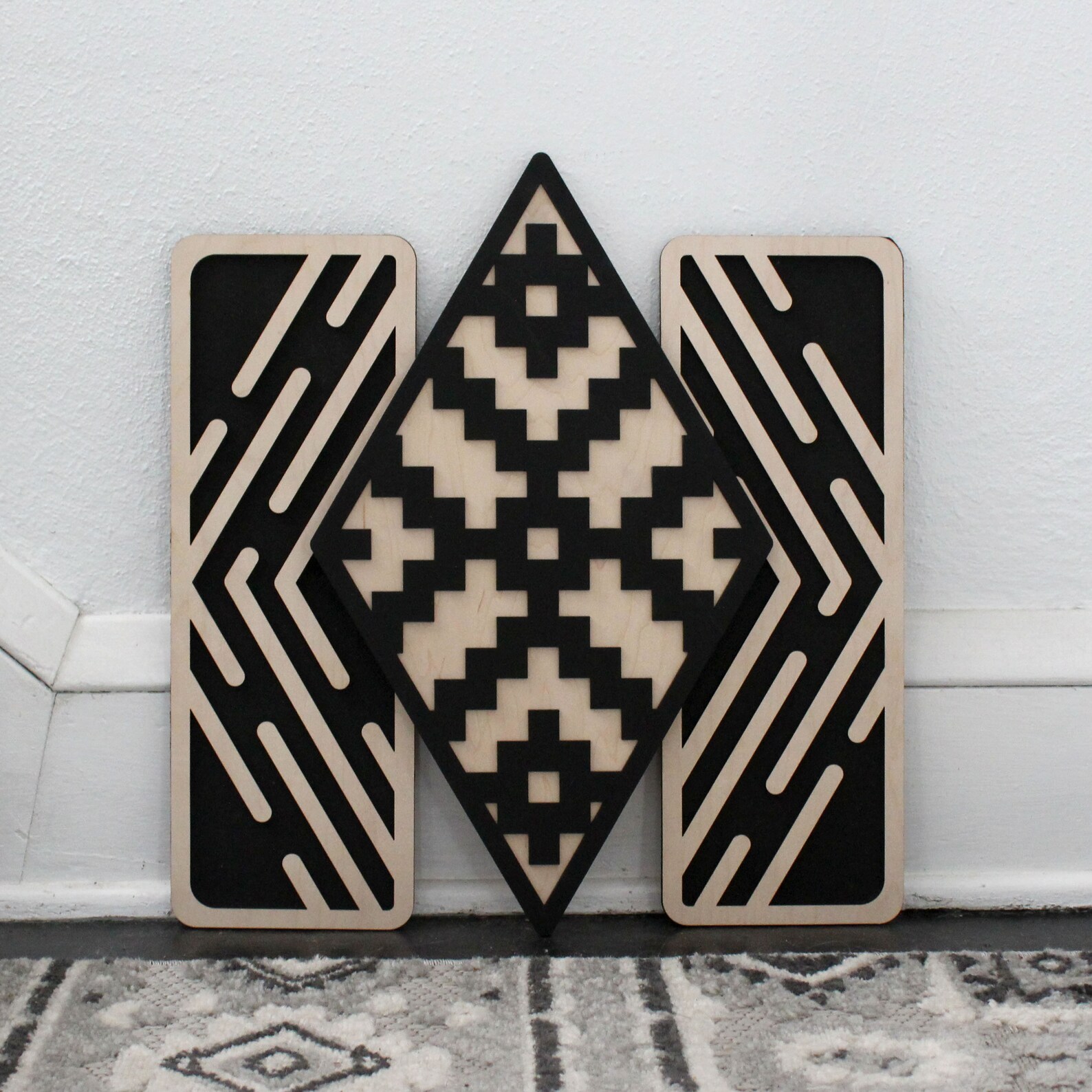 Geo Southwestern Diamond Aztec Wood Wall Hanging | Etsy