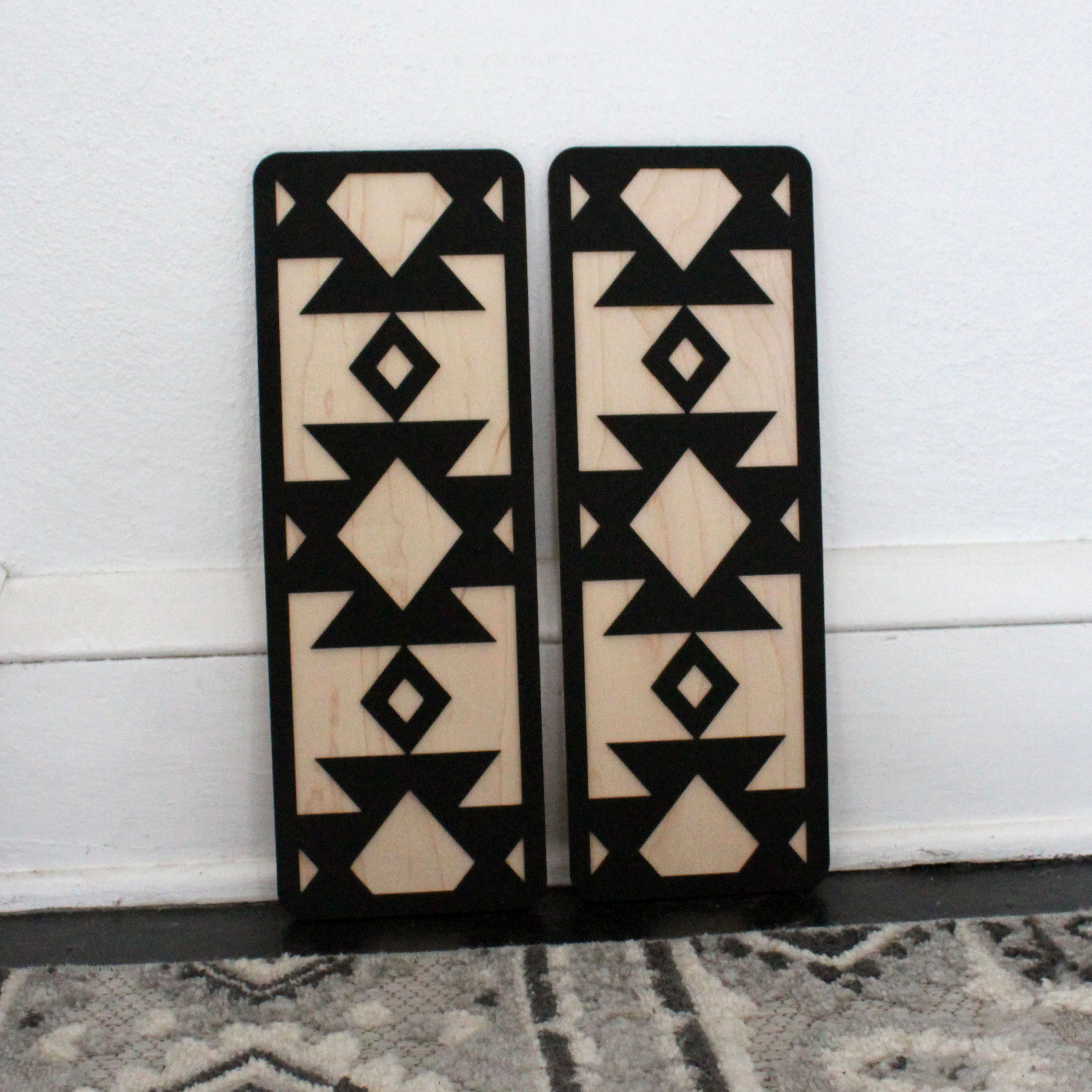 Southwestern Panels Aztec Wood Wall Hanging Set of 2 | Etsy