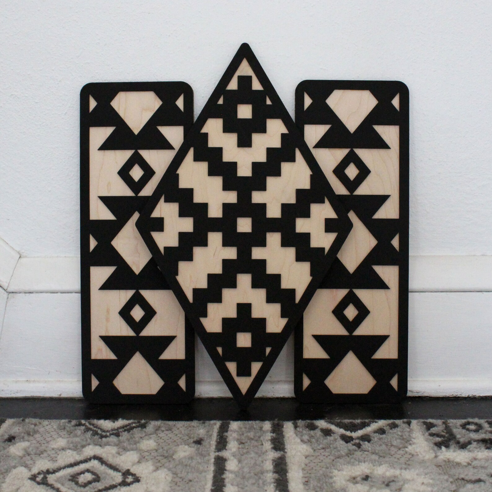 Southwestern Panels Aztec Wood Wall Hanging Set of 2 | Etsy