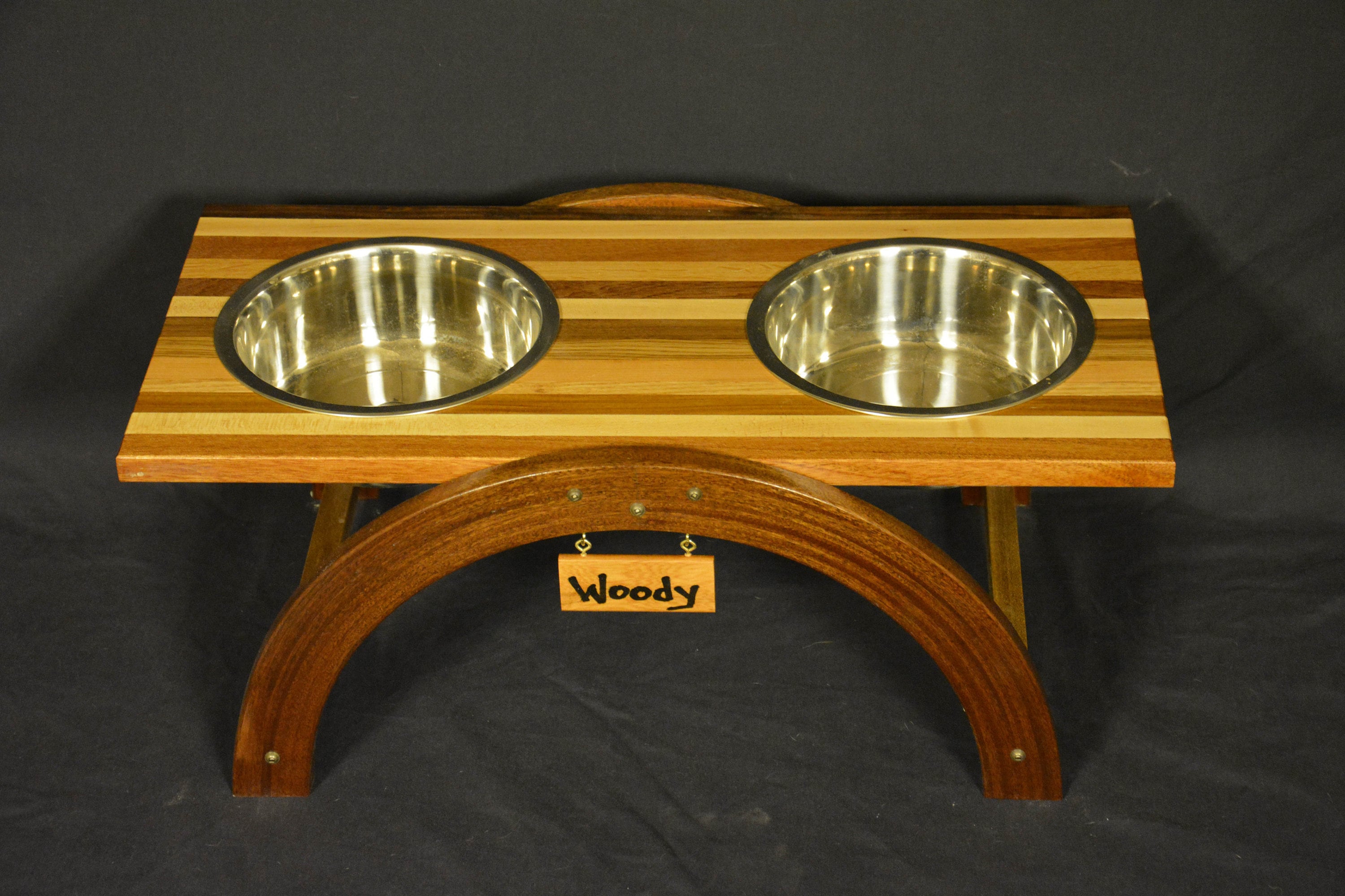 Raised Wooden Pet Feeder With Stainless Steel Bowls - Etsy