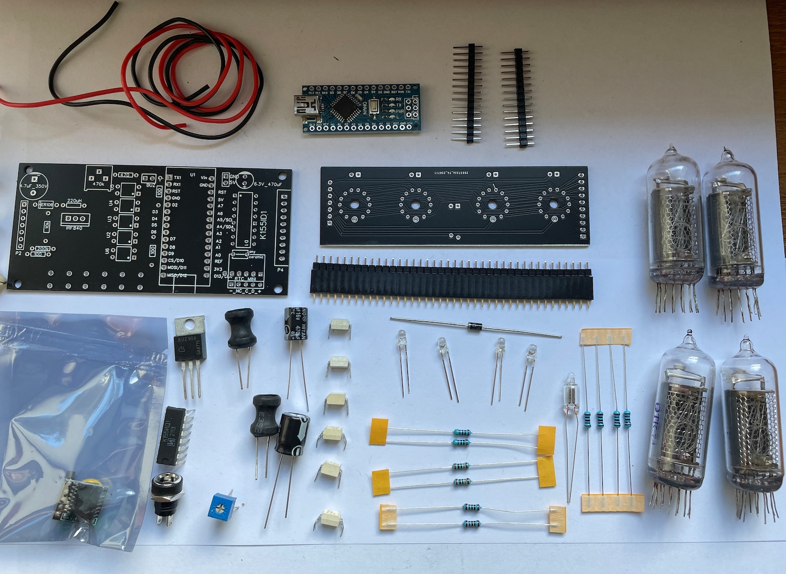 Nixie Clock Kit IN14 Gofra (with Tubes) and Wooden Enclosure. UPS Fast ...