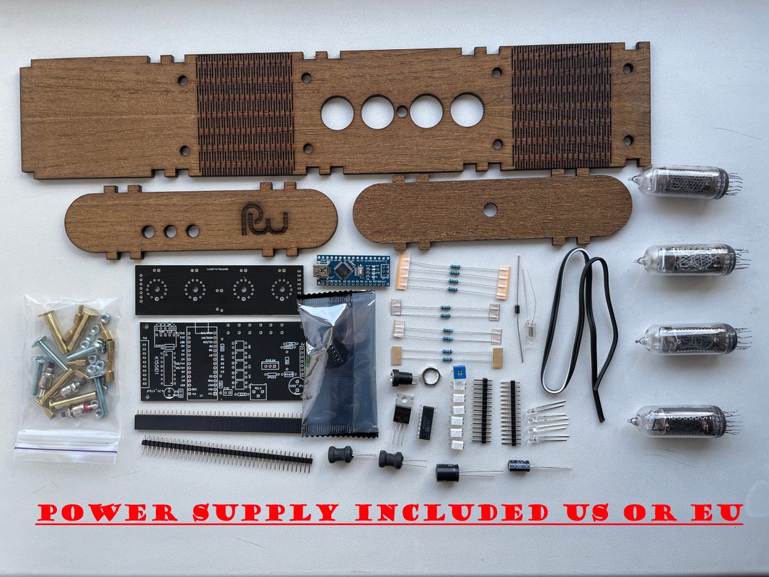 Nixie Clock Kit IN14 Gofra with Tubes and Wooden Enclosure. - Etsy