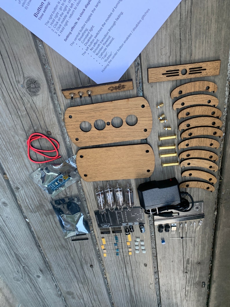 Kit orologio Nixie IN14 con tubi e involucro in legno. | Etsy