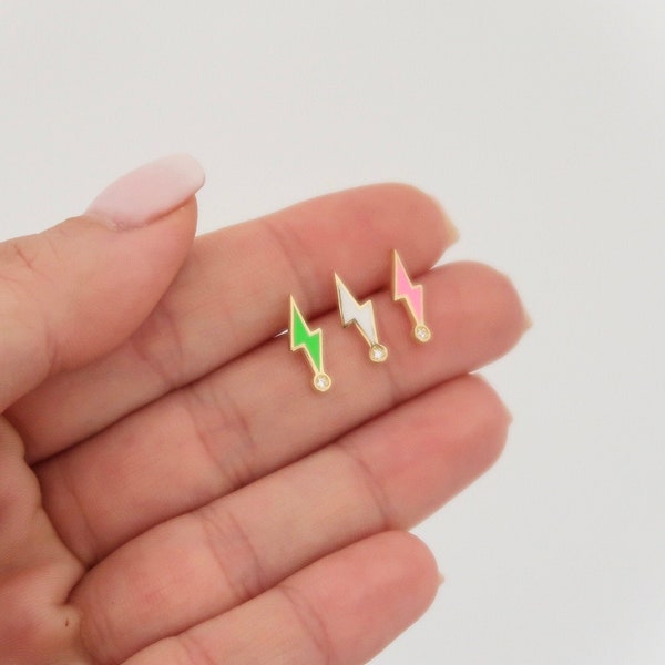Fluorescent Lightning Bolt Earrings - Etsy