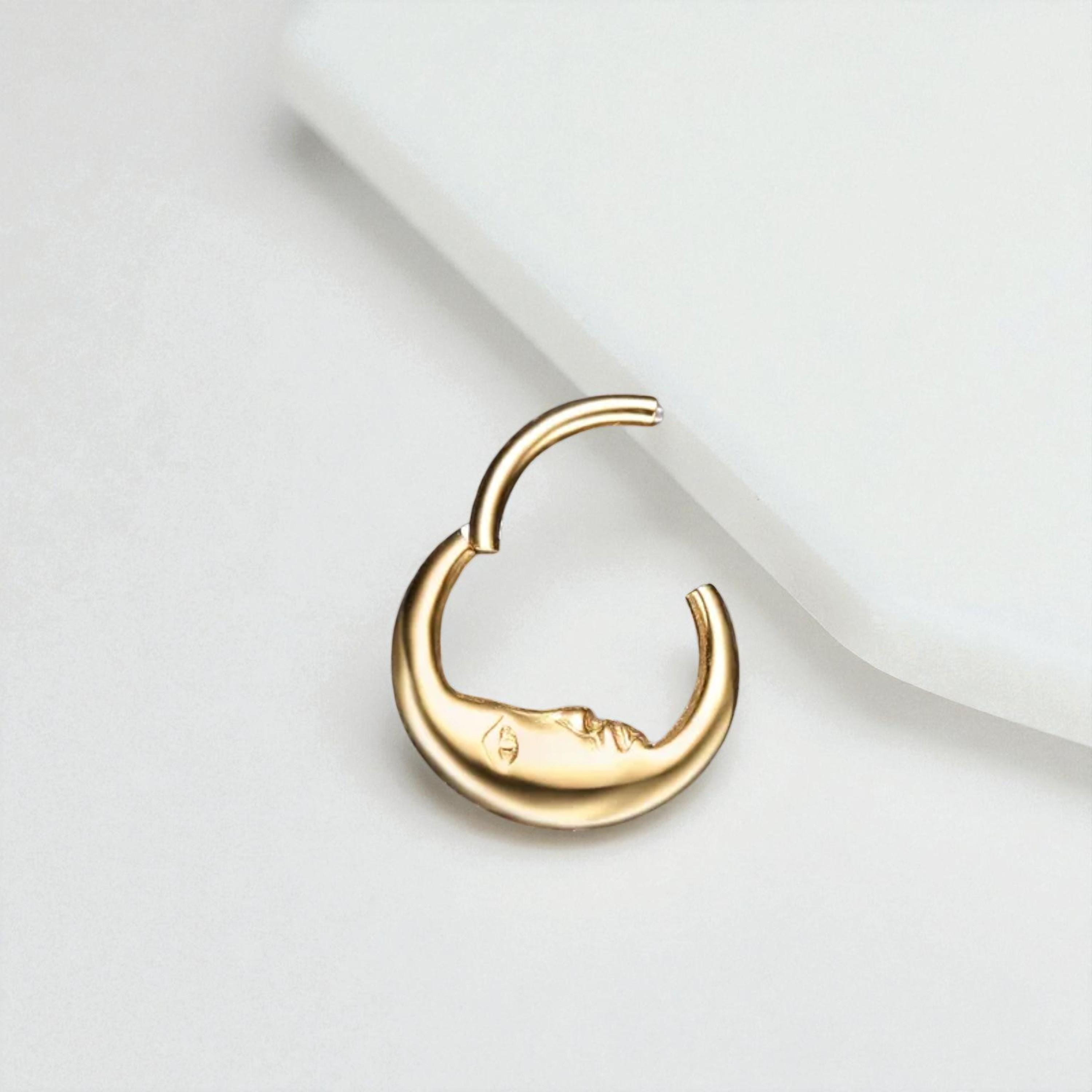 Moon Goddess Nasal Septum Ring, Moon Piercing Jewelry, Cute Septum ...