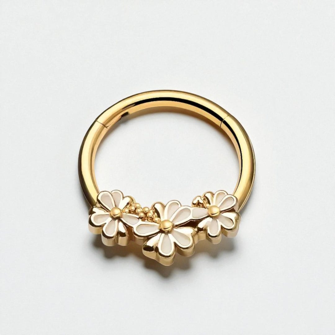 Flower Leaf Septum Ring, Flower Leaf Piercing Jewelry, Cute Septum ...