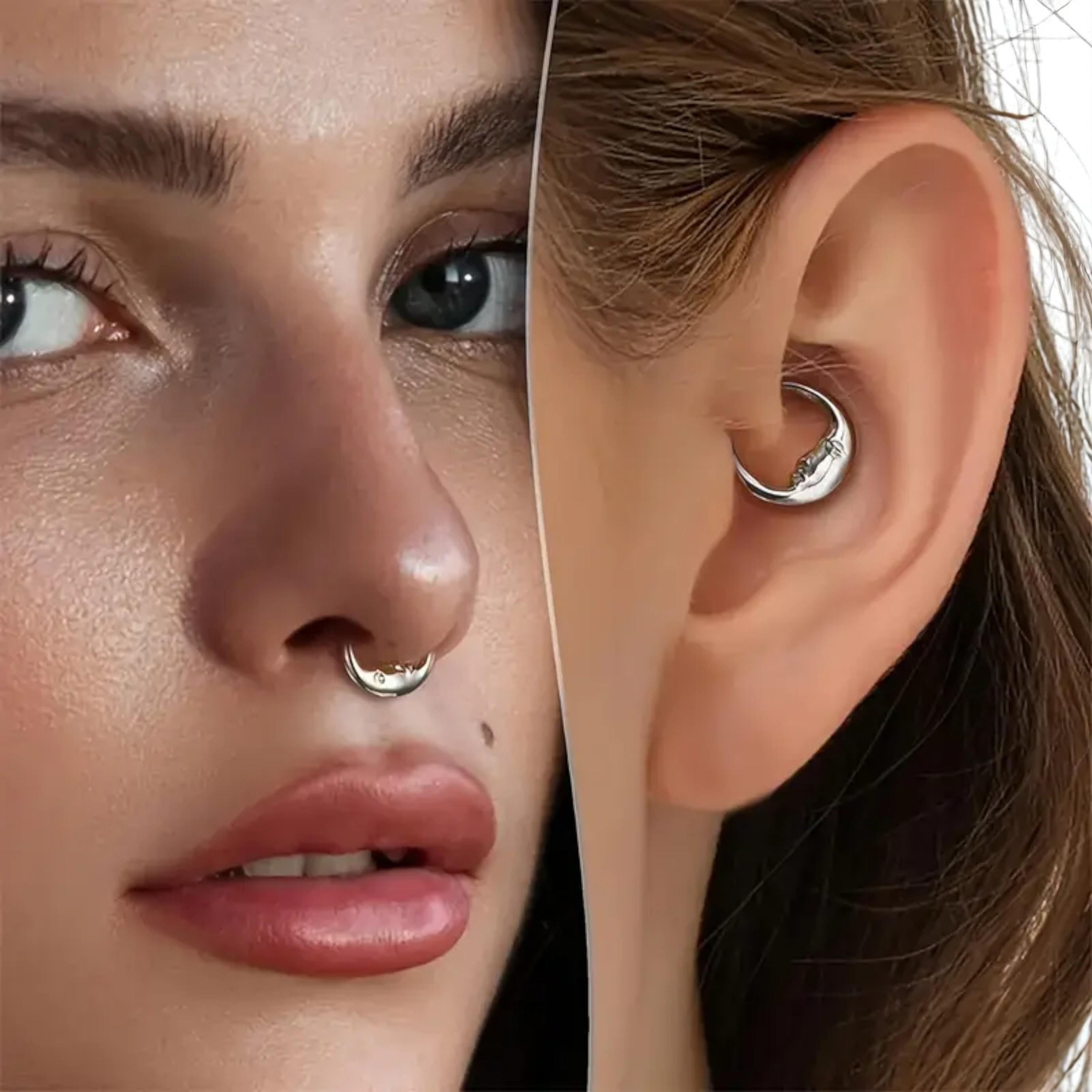 Moon Goddess Nasal Septum Ring, Moon Piercing Jewelry, Cute Septum ...