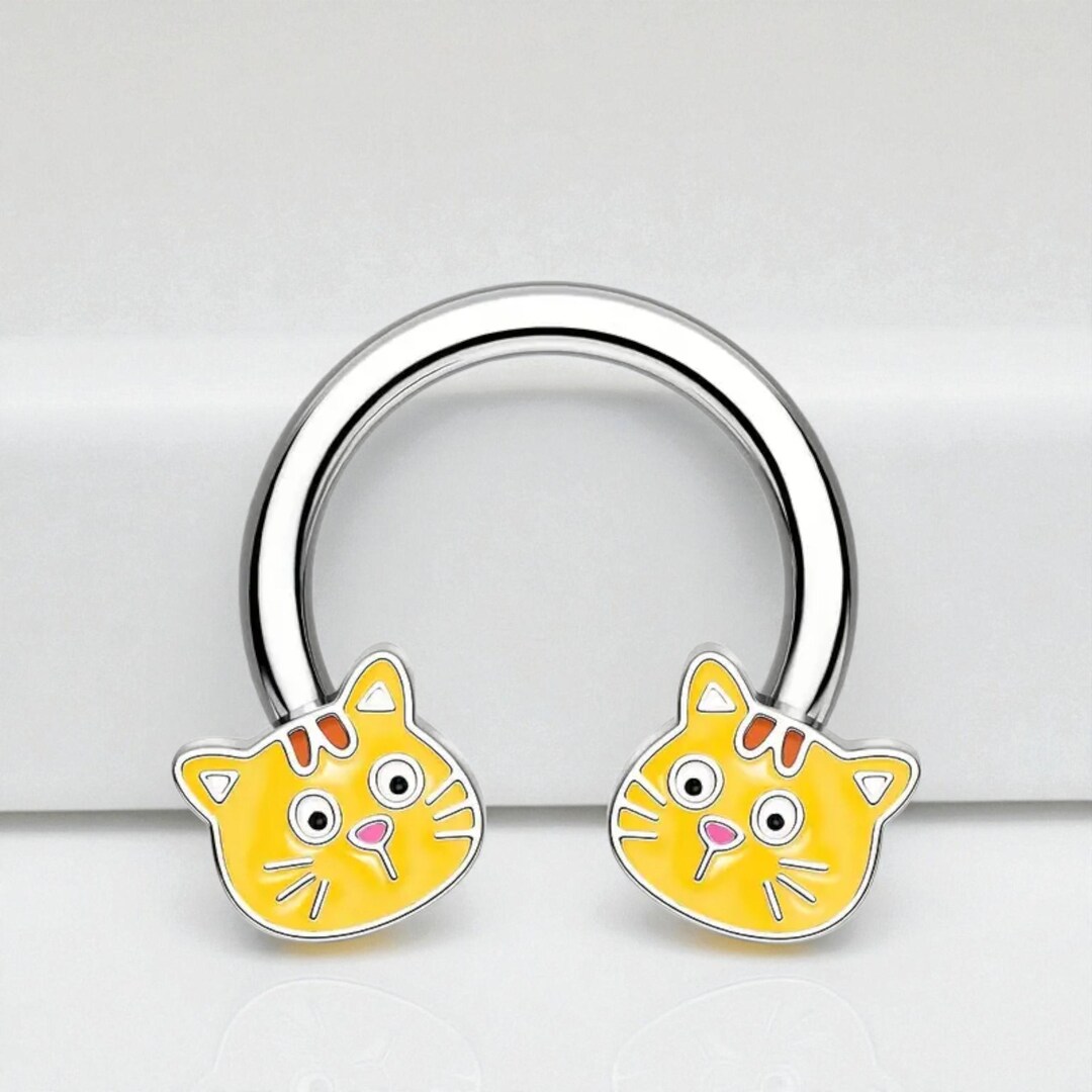 Cat Face Septum Ring, Cute Septum Rings, Vintage Jewelry Gift, Cat Face ...