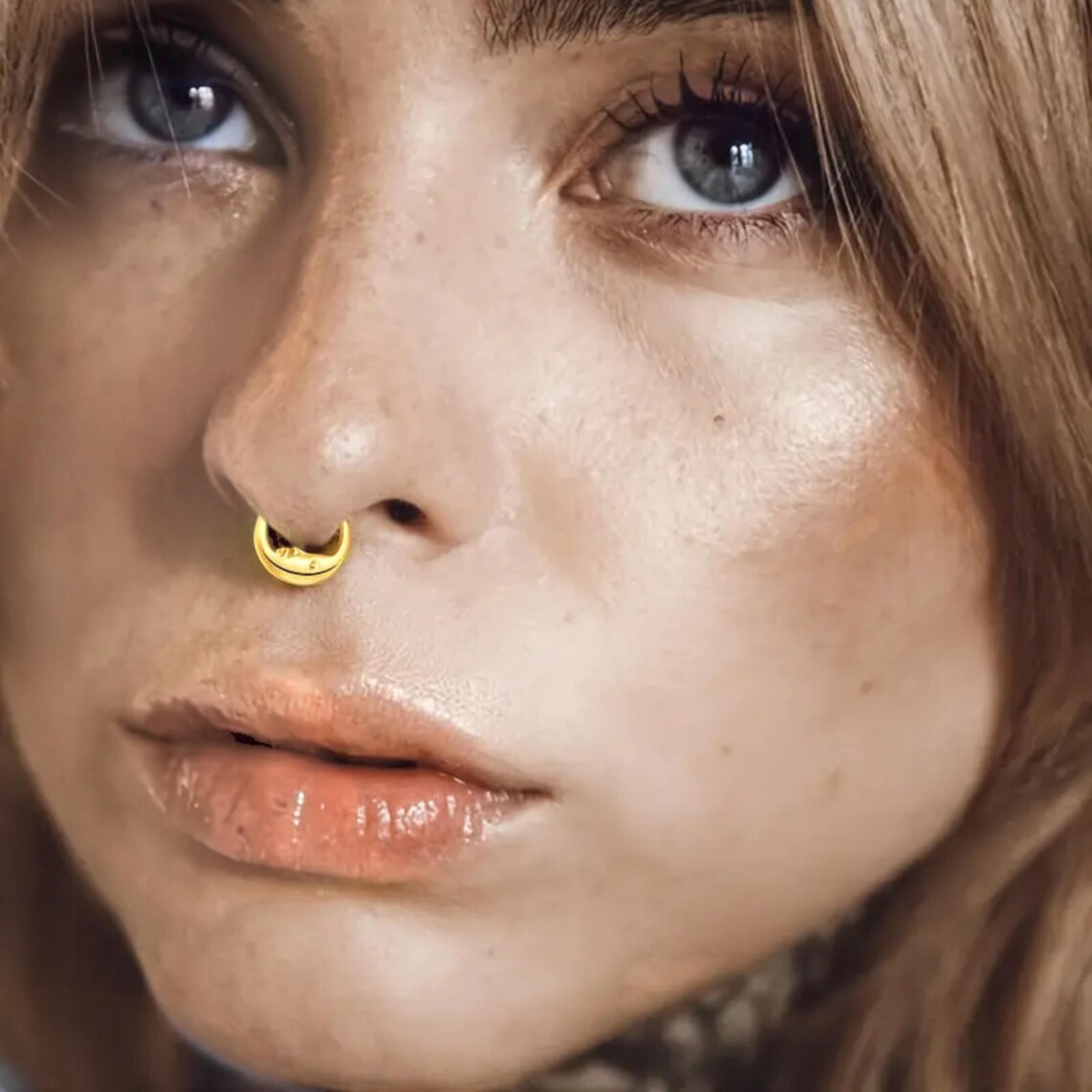 Moon Goddess Nasal Septum Ring, Moon Piercing Jewelry, Cute Septum ...