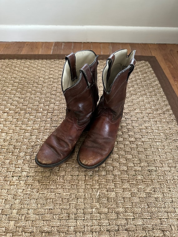 Laredo Vintage Roper Boots 5.5 112 Brown Leather Lace… - Gem