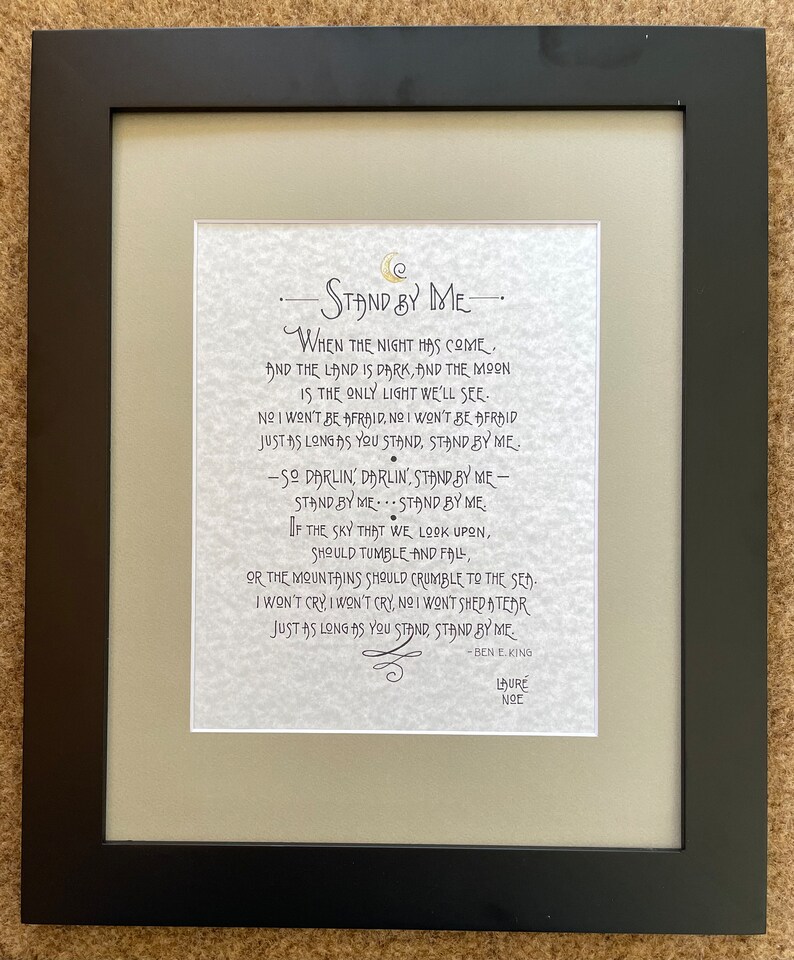 Hand Lettered "stand by Me" Lyrics Keepsake Art - Etsy