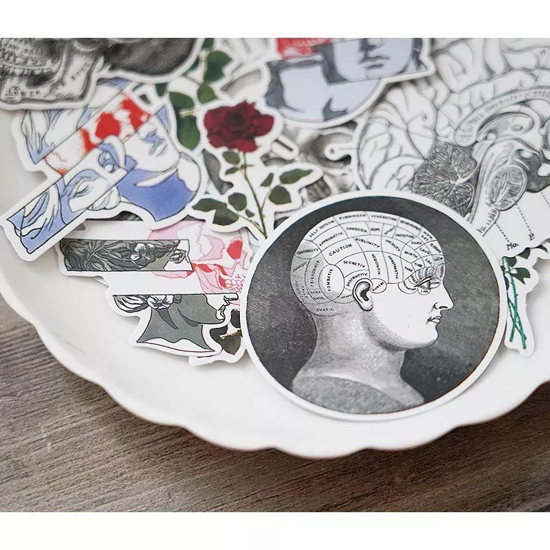 16 Halloween Skeleton Skull Brain Gothic Matte Vinyl Retro - Etsy UK