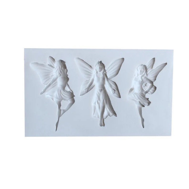 Small (13 X 8 Cm) 3 Flying Fairy Faerie Nymph Image Silicone Mould ...