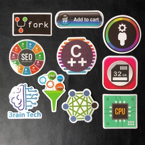 10 Fun Amusing Tech Geek Gamer Computer Nerd Gloss Stickers for ...