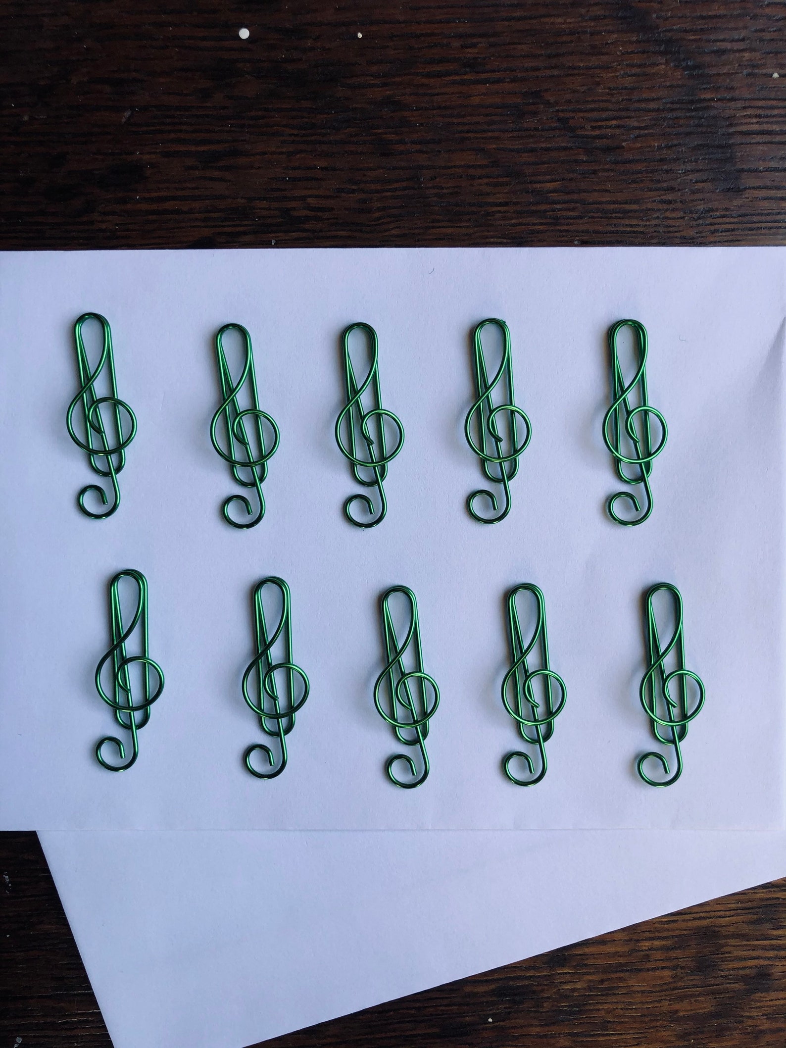 Set of 10 Quality Music Musical Treble Clef Coloured Metal Paper Clips ...