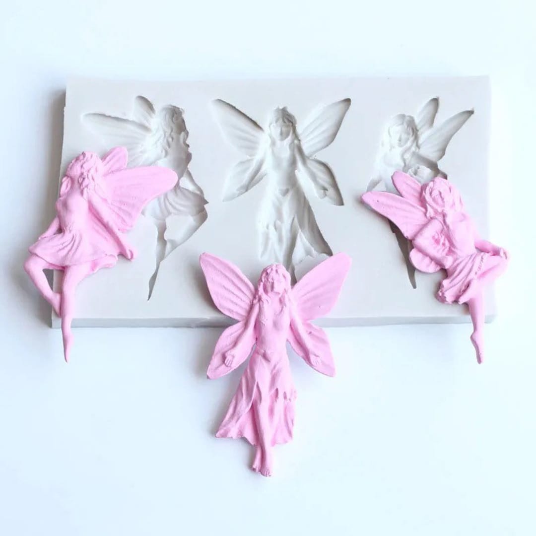 Small (13 X 8 Cm) 3 Flying Fairy Faerie Nymph Image Silicone Mould ...