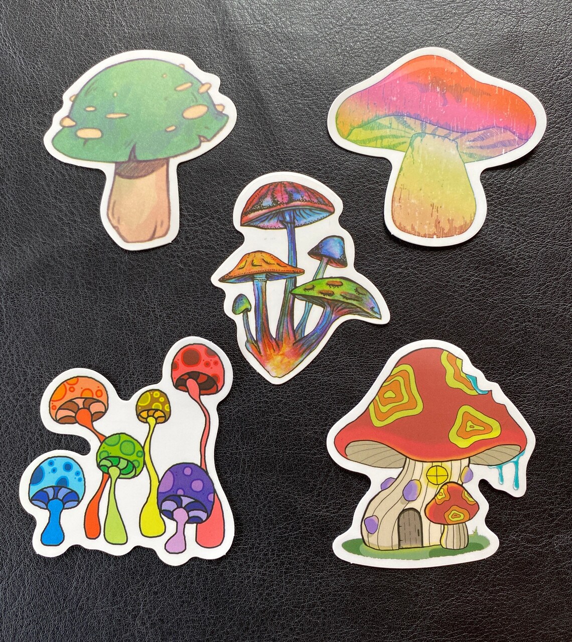 Sets of 5 Colourful Fungi Toadstool Mushroom matte stickers | Etsy