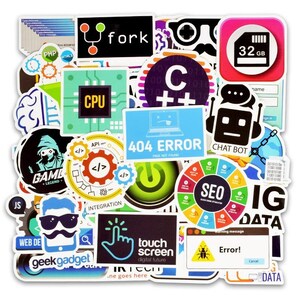 10 Fun Amusing Tech Geek Gamer Computer Nerd Gloss Stickers for ...