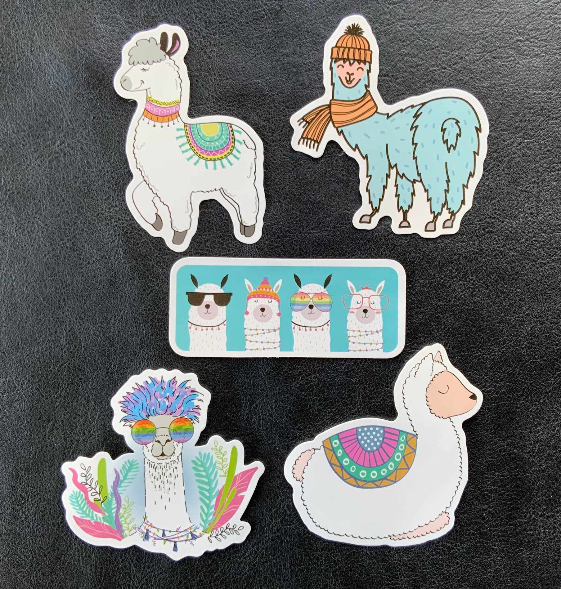 Sets of 5 Colourful Cute Fun Llama Alpaca Stickers for Cups, Guitars ...