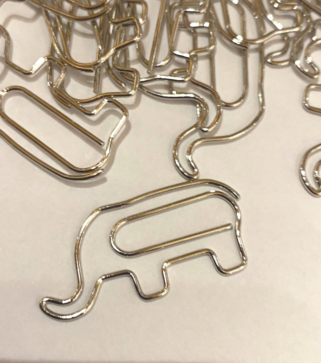 Set of 10 Cute Elephant Bright and Colourful Plastic Coated Metal Paper ...