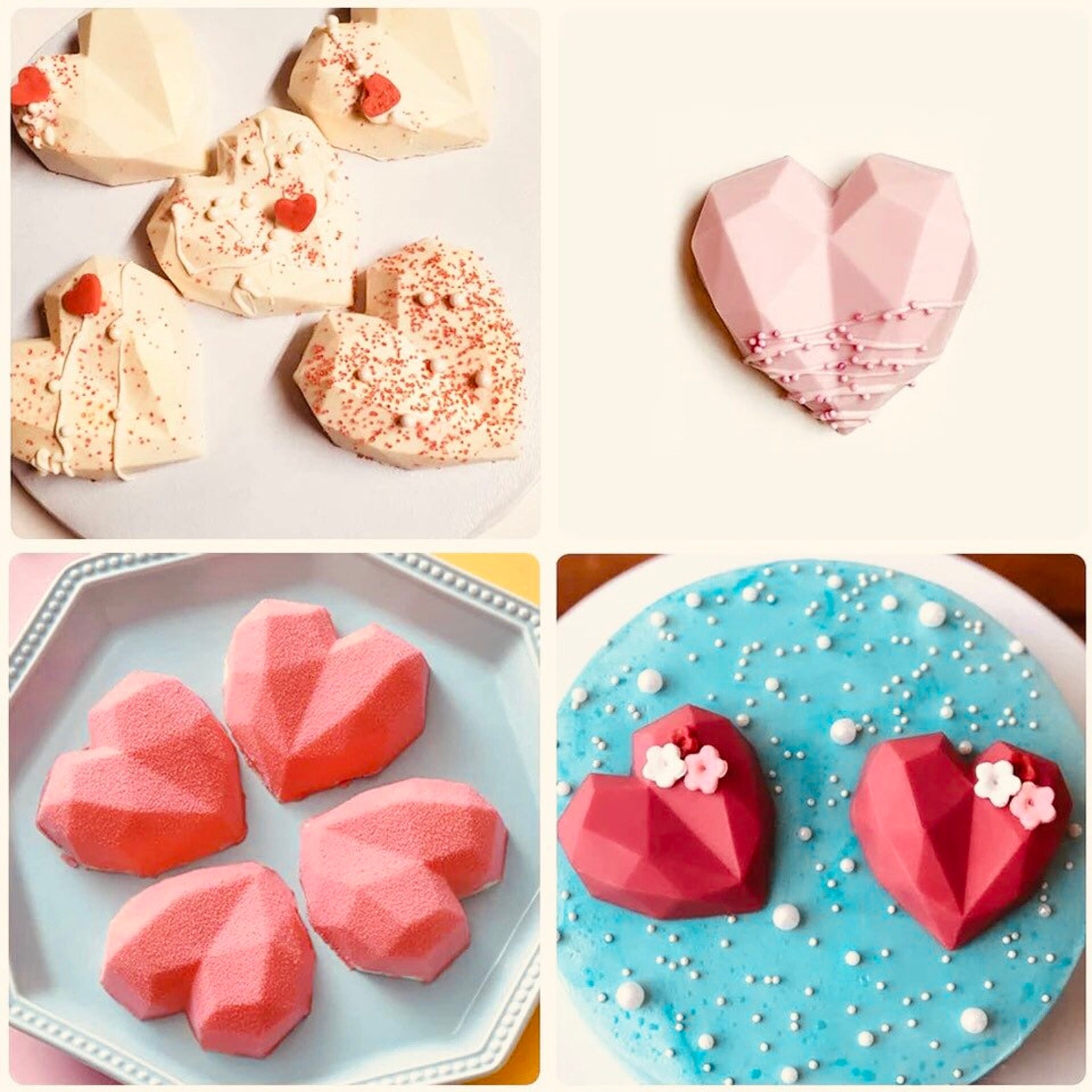 6 Cavity Geometric Diamond Heart Mould / Mold for 3D - Etsy