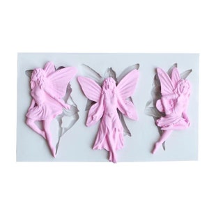 Small (13 X 8 Cm) 3 Flying Fairy Faerie Nymph Image Silicone Mould ...