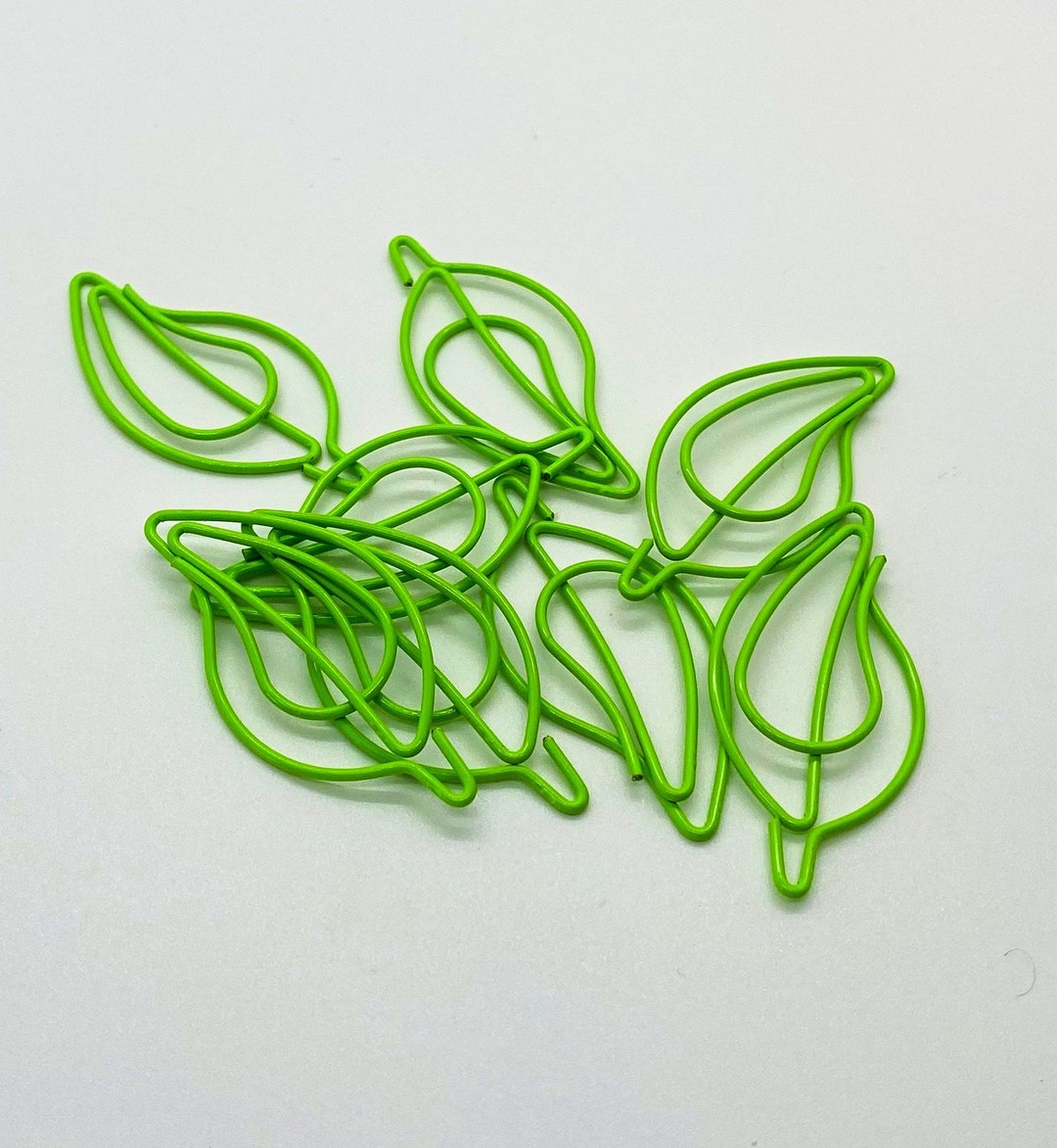 Set of 5 Luscious Green Leaf Leaves Coloured Metal Paper Clips ...