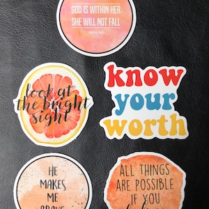 Sets of 5 Christian God Jesus Hope Love Kindness Stickers for Cups ...