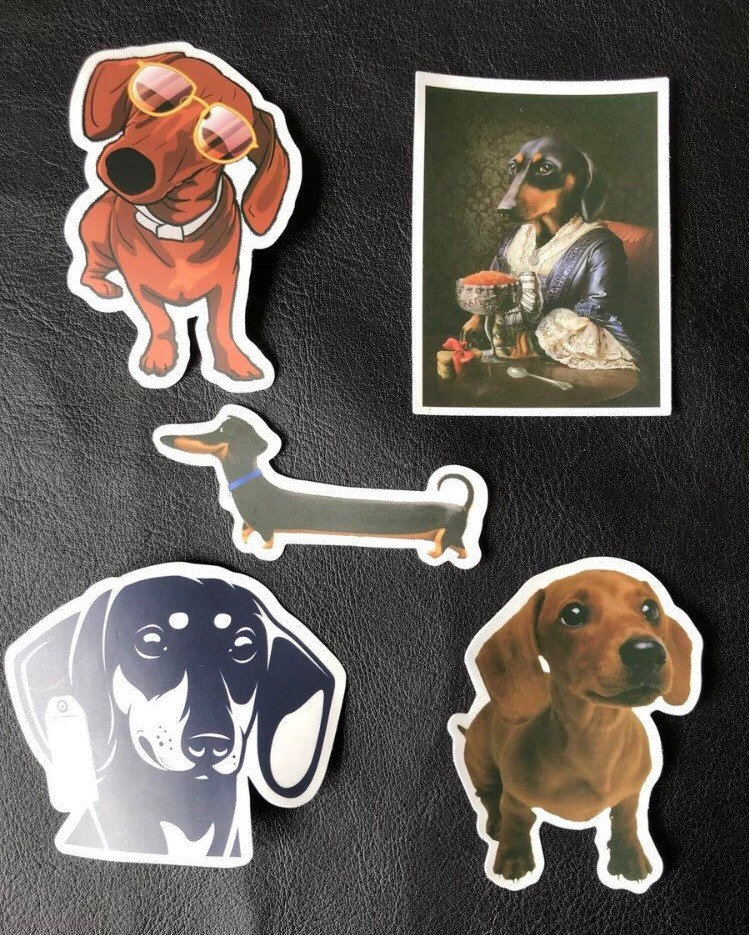 Sets 5 Adorable Dachshund Sausage Dog Fun Phone Decal Stickers | Etsy UK