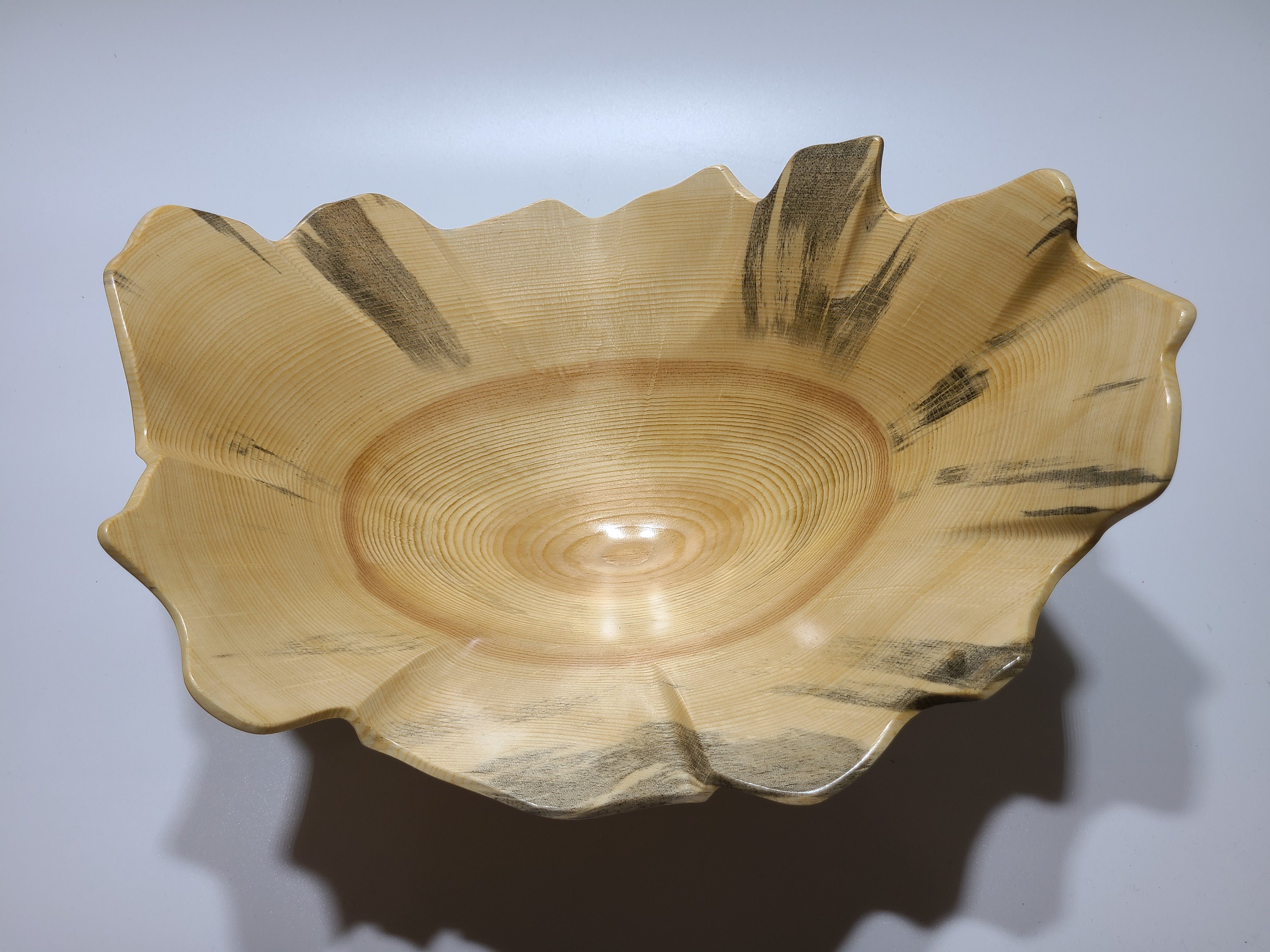 Beetle Kill Pine Bowl, Unique, Blue Stain, Denim Wood, Chainsaw Art ...