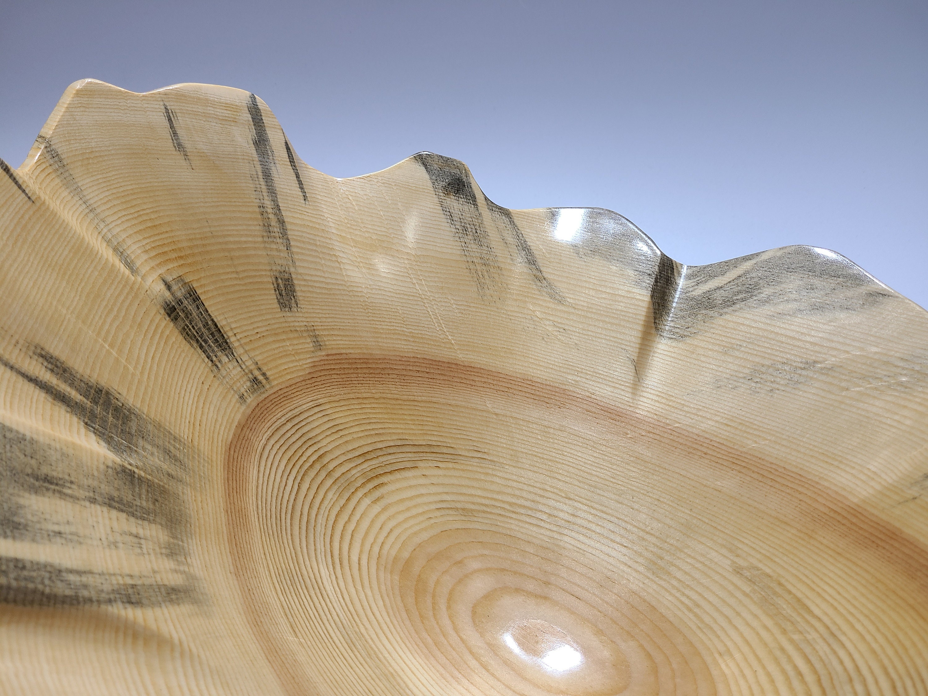 Beetle Kill Pine Bowl, Unique, Blue Stain, Denim Wood, Chainsaw Art ...