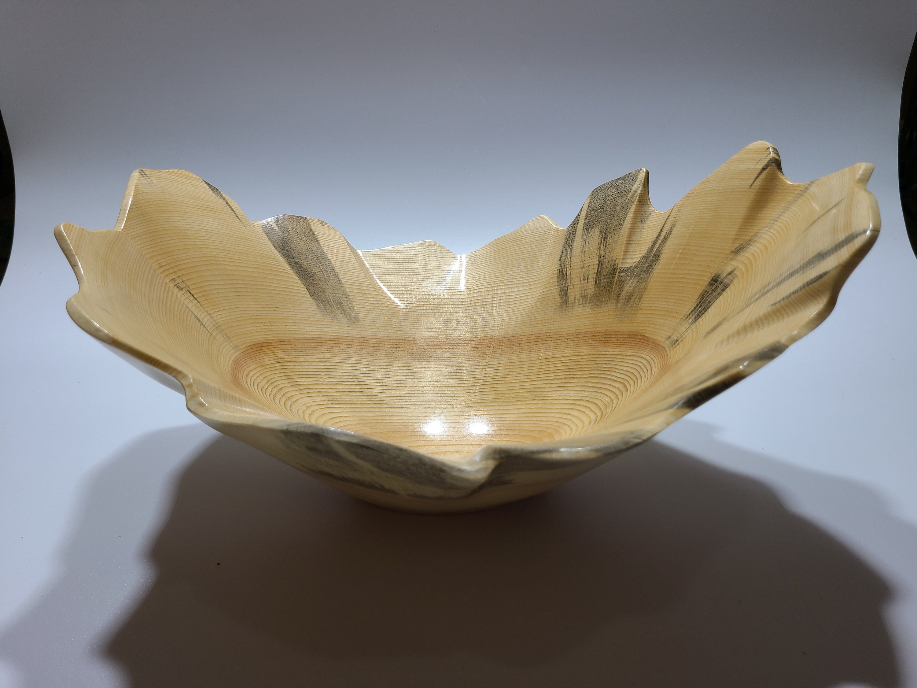 Beetle Kill Pine Bowl, Unique, Blue Stain, Denim Wood, Chainsaw Art ...