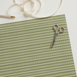 Retro Green Floral Striped Wrapping Paper | Kitchen-inspired Design ...