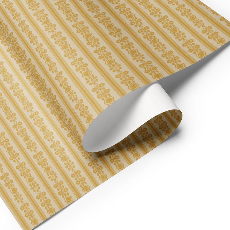 Royal Yellow Floral Wrapping Paper | Vintage-inspired Horizontal Design ...