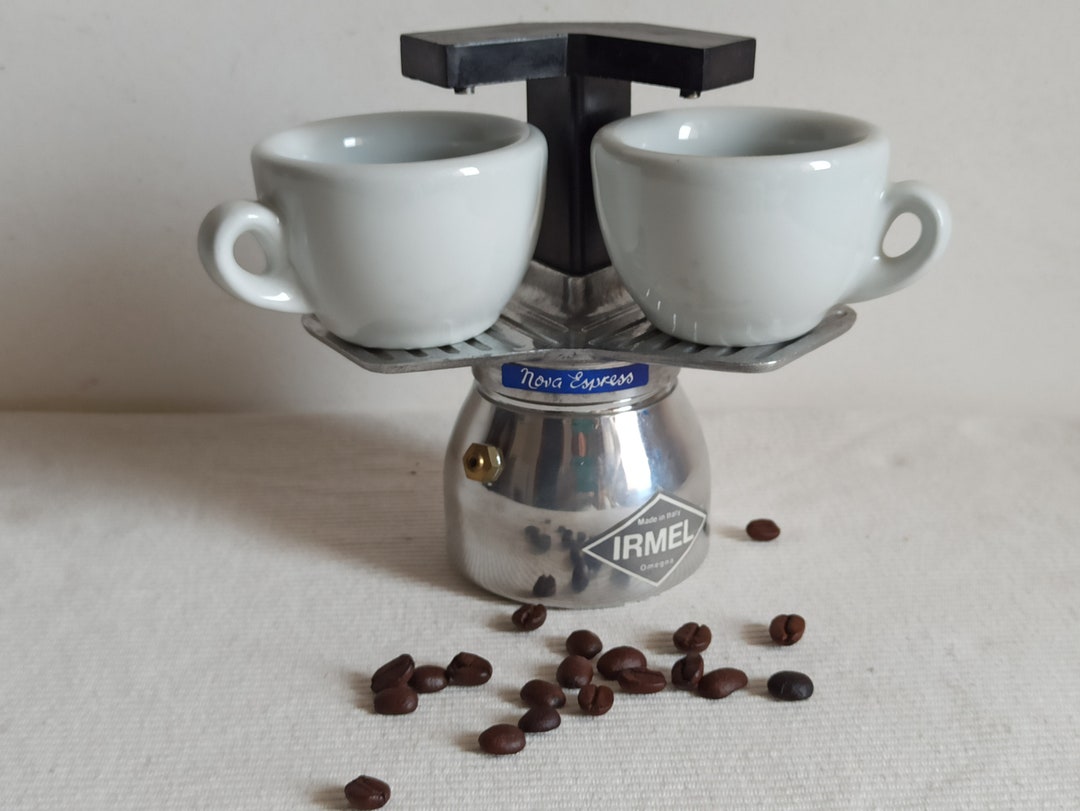 Quirky Two Cup Aluminium Stovetop Espresso Maker, Irmel, Nova Express ...
