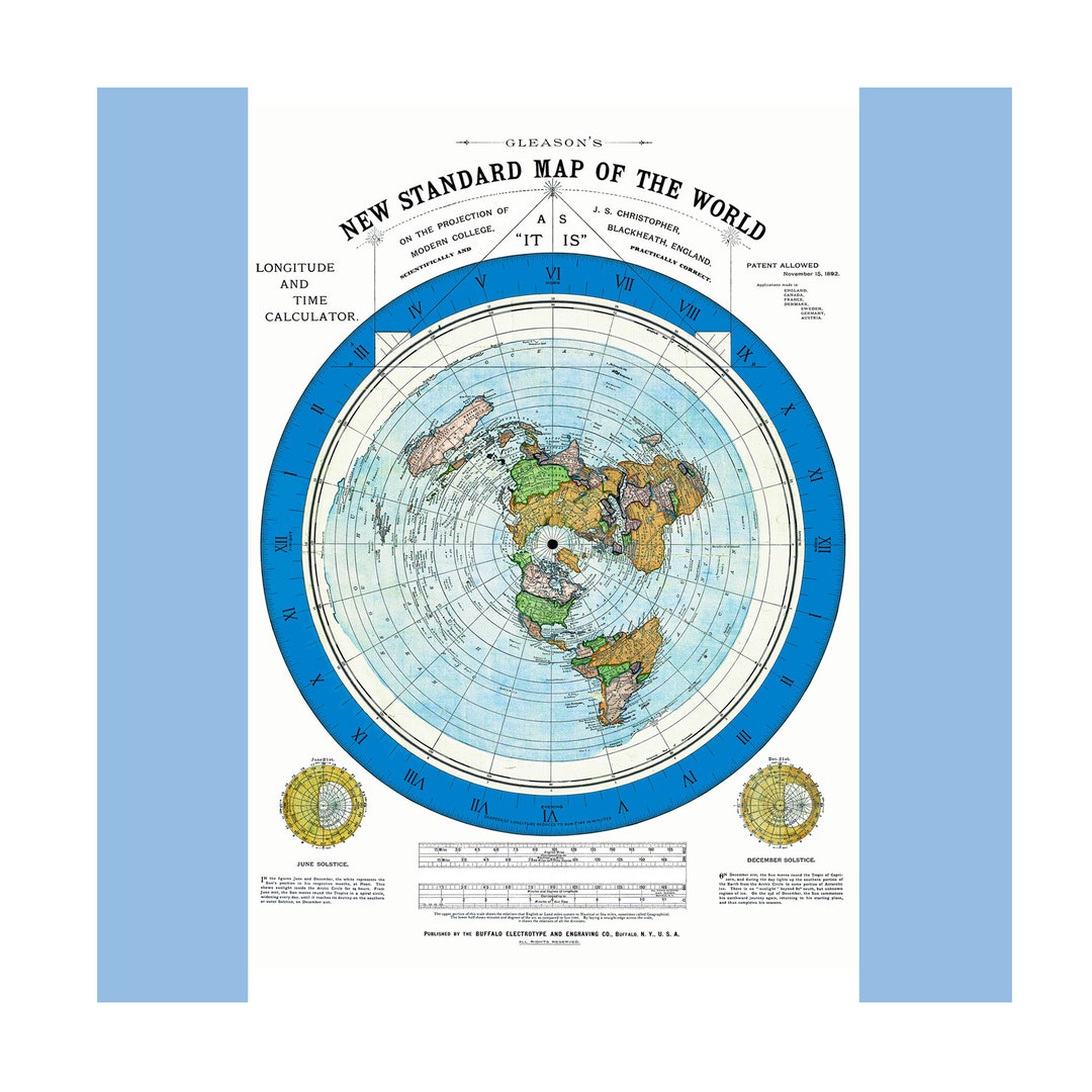 Buy 1892 Flat Earth Map Alexander Gleason's New Standard Map Online in ...