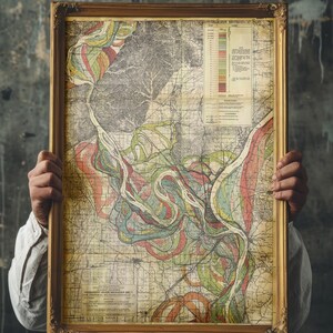 Sheet 1 - Harold Fisk Mississippi River Map Wall Art Poster - Unframed ...