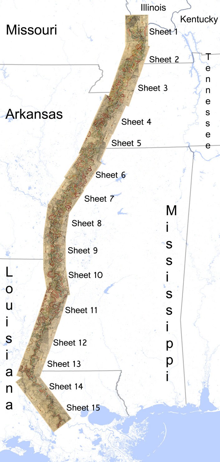 Sheet 10 - Harold Fisk Mississippi River Map Wall Art Poster - Unframed ...