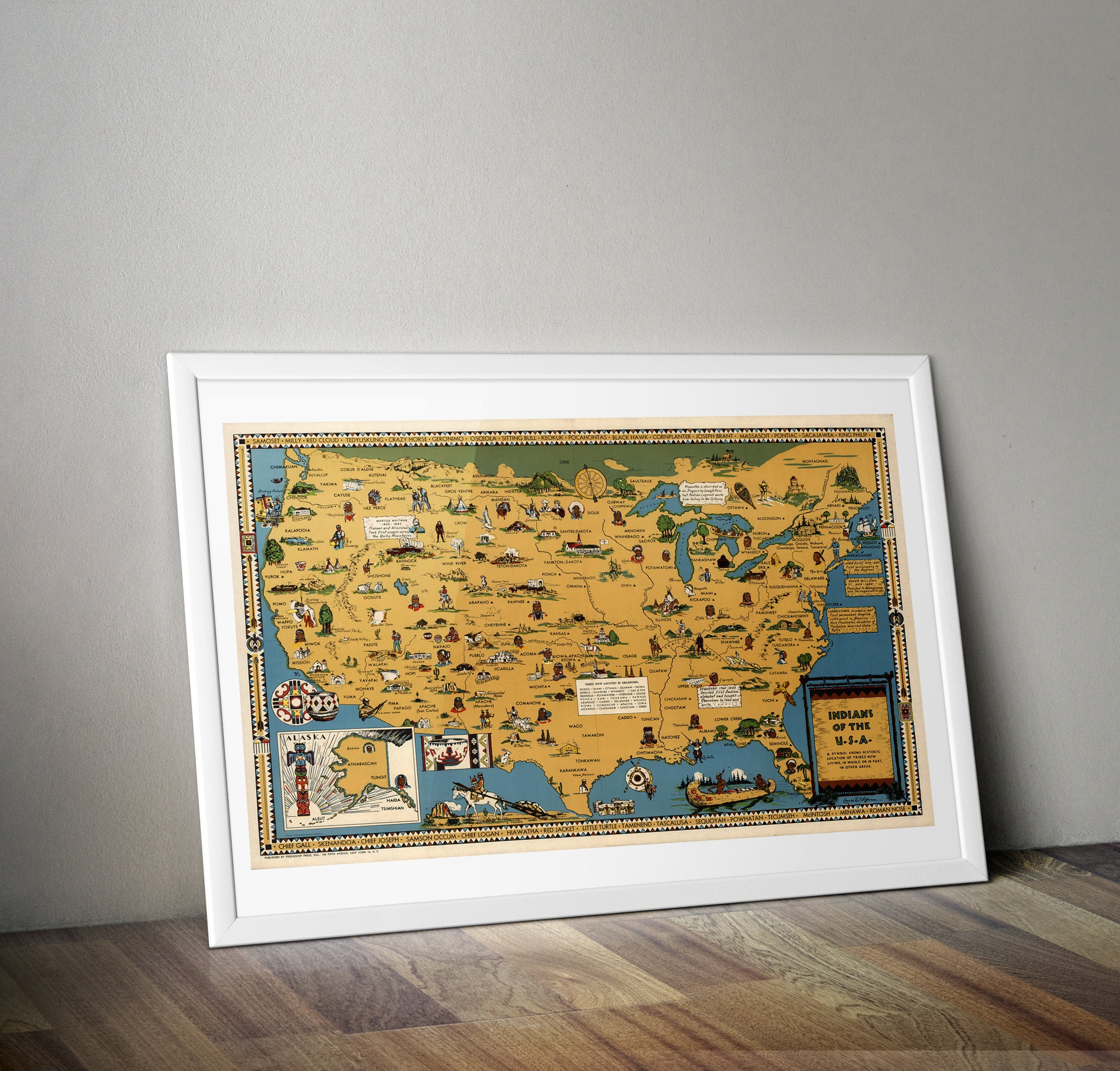 Mapa de la tribu india nativa de América del Norte Póster de - Etsy México