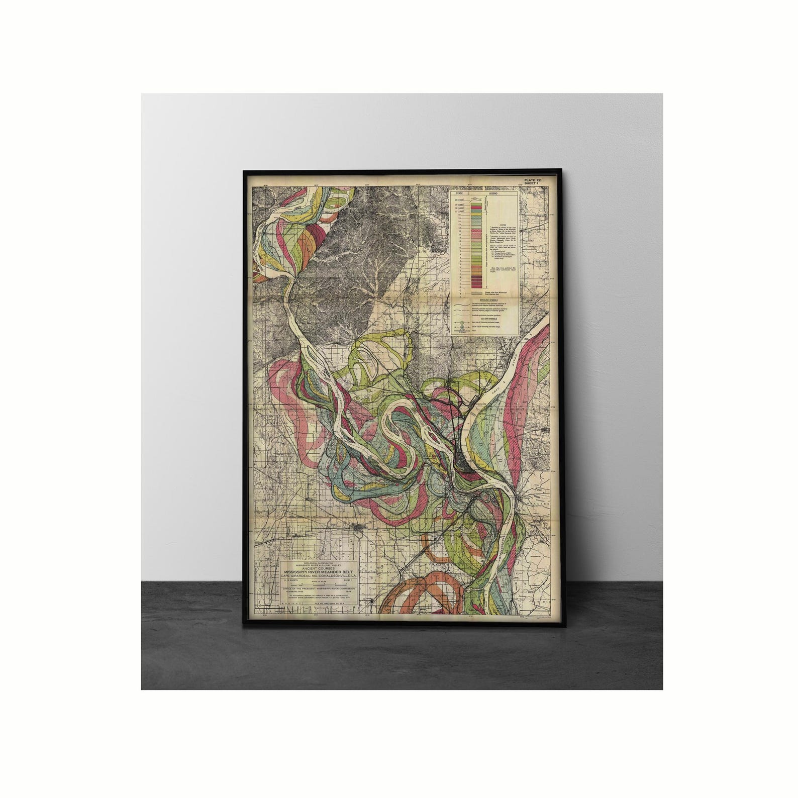 Sheet 1 Harold Fisk Mississippi River Map Wall Art Poster Print Geology ...